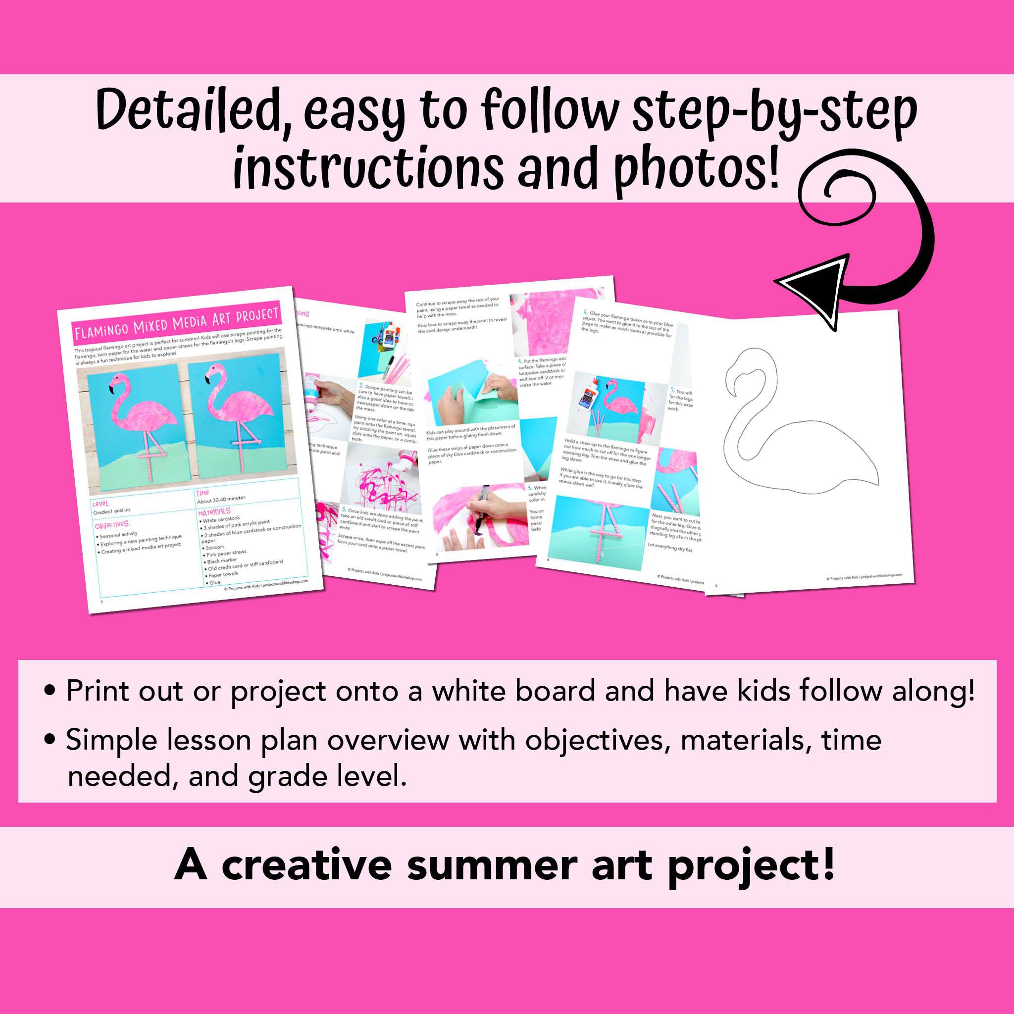 Flamingo Mixed Media Art Project – Projects with Kids