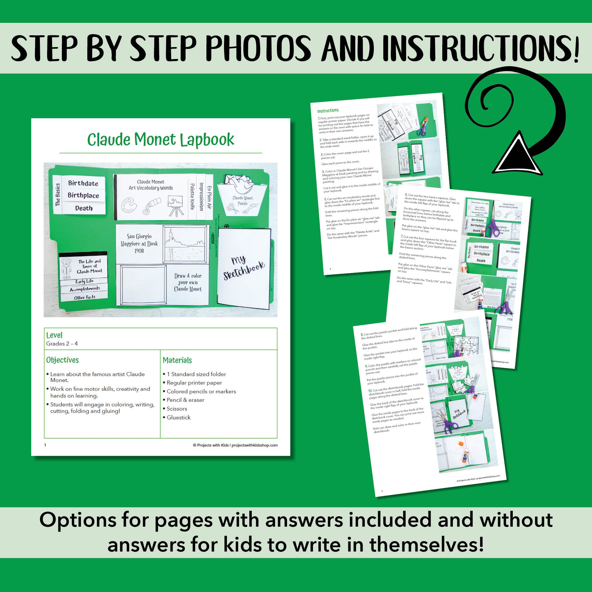 Claude Monet Printable Lapbook Activity – Projects with Kids