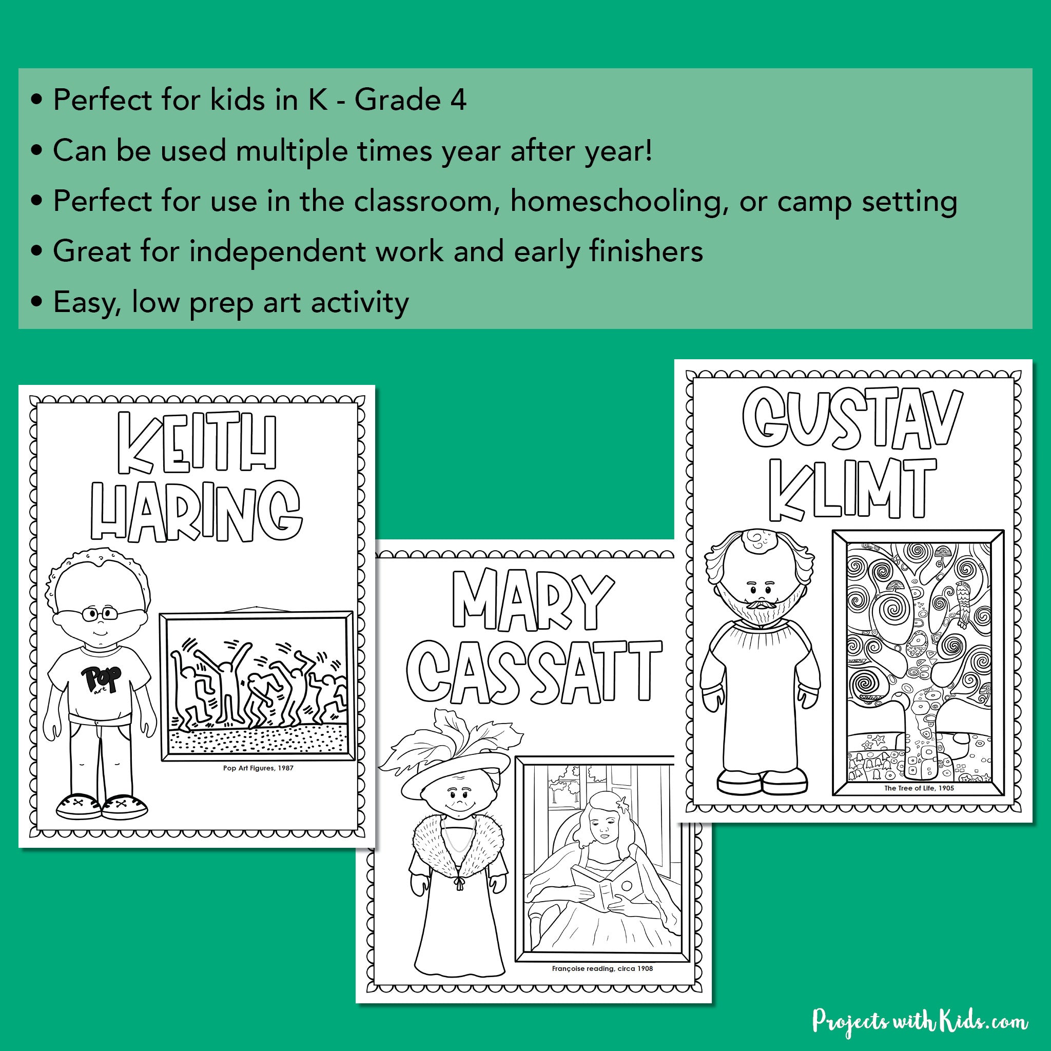 30 Famous Artist Coloring Pages - Printable – Projects with Kids
