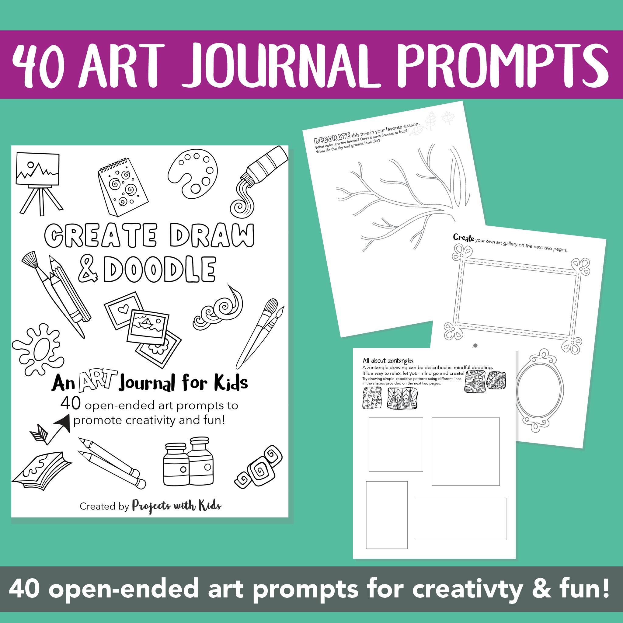 Printable Art Journal for Kids, Drawing Prompts for Kids – Projects ...
