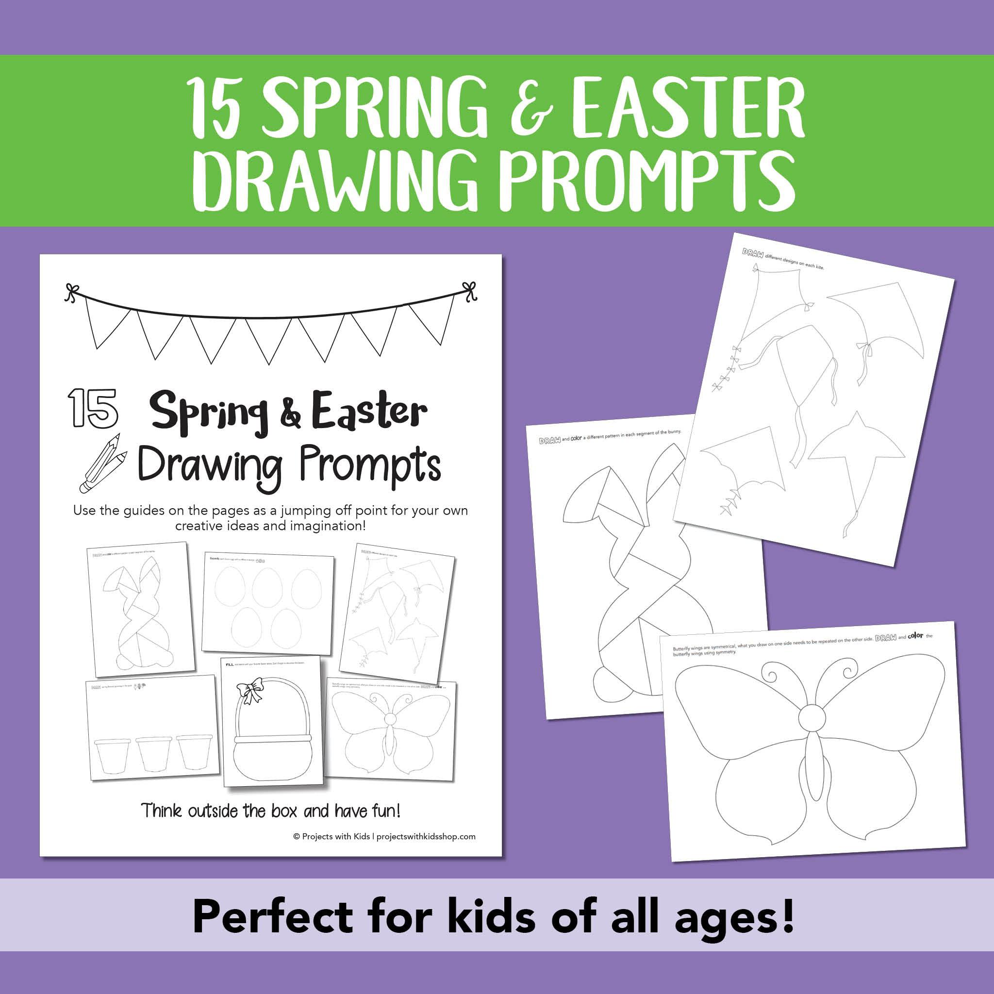 Printable Spring & Easter Drawing Prompts – Projects with Kids