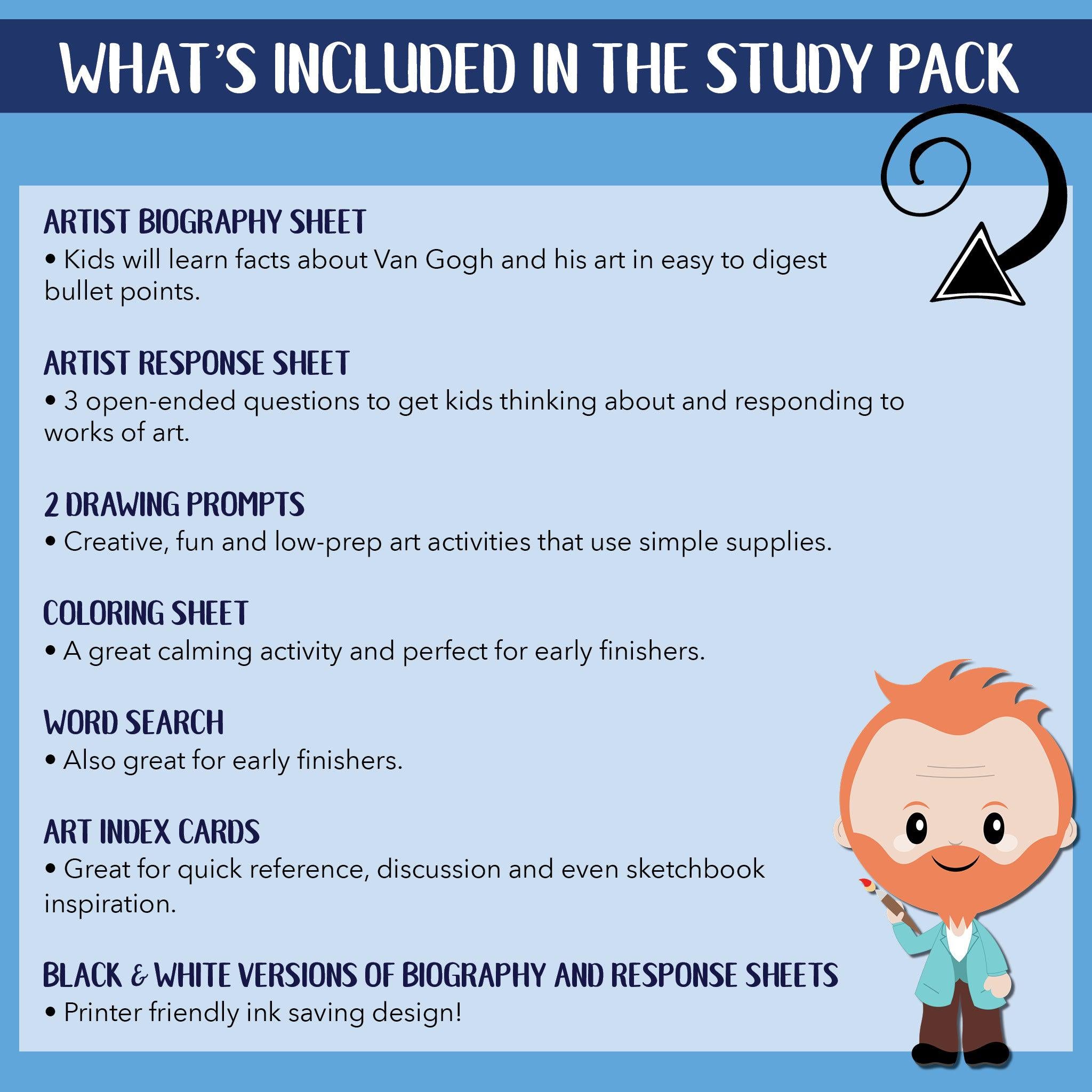 Vincent van Gogh Printable Activity Study Pack – Projects with Kids