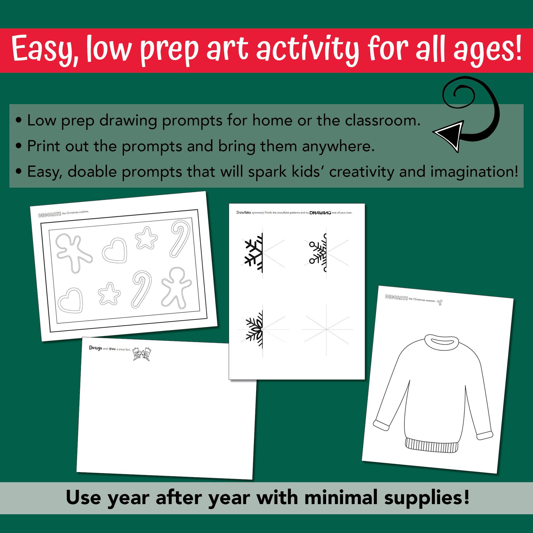 15 Printable Winter & Christmas Drawing Prompts – Projects with Kids